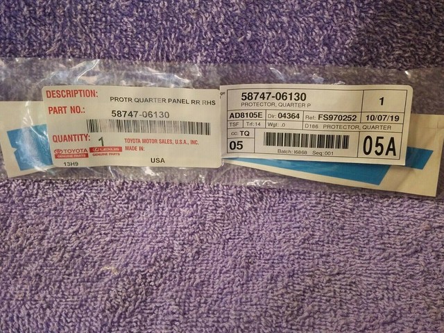 Toyota OEM 2018 Camry-quarter Panel Protector Right 5874706130 for sale ...