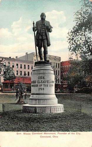 CLEVELAND OH Ohio GENERAL MOSES CLEVELAND MONUMENT~City Founder c1910's ...
