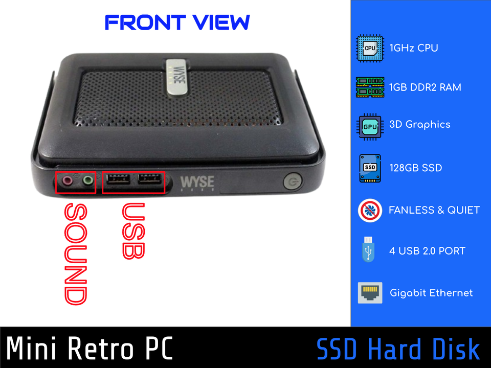 Dual Boot DOS & Windows XP Retro Gaming PC, 1GHz CPU, 128GB SSD, Sound ...