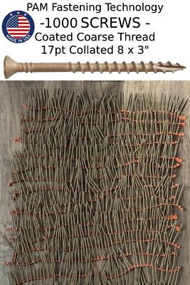 PAM #8 X 3" Collated Copperhead® Coated Course Wood Deck Screws - 1,000 ...