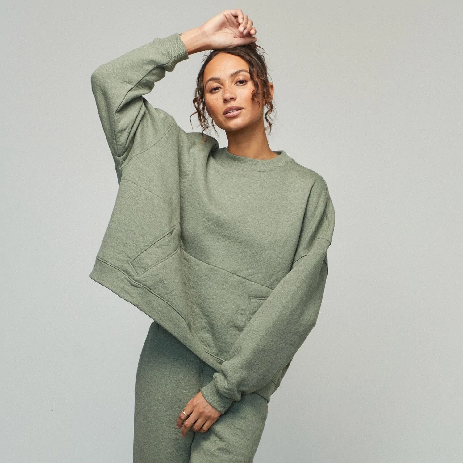 $198 Lunya Restore Double Faced Crew In Humble Green Women’s Size XS ...