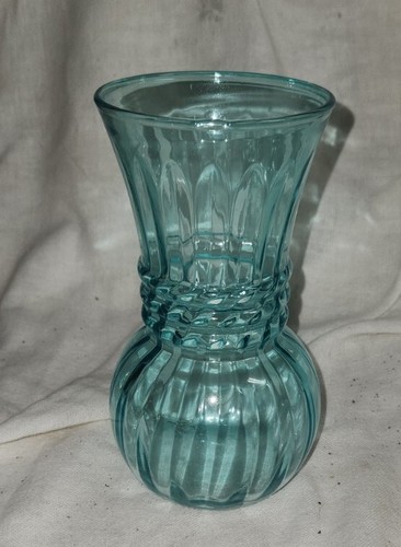 Light Blue Clear Ovoid Ribbed Middle Flower Vase 6.5 Inches | eBay