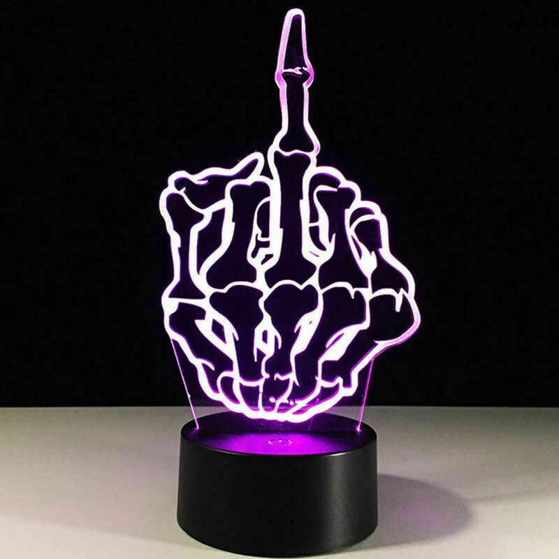 Middle Finger LED illusion Night Light Desk Lamp 7-Color Lighting Touch ...