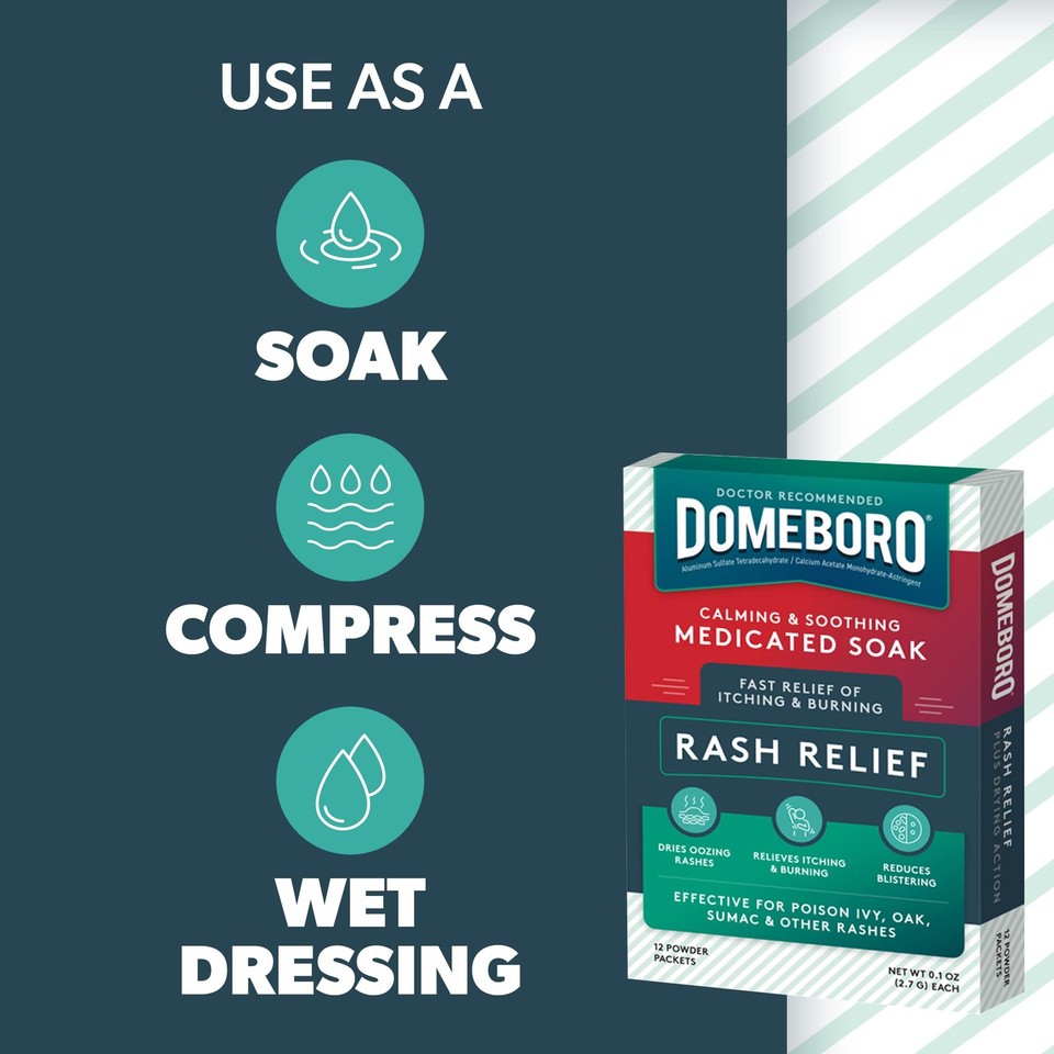 Domeboro Medicated Soak Rash Relief 12 Count - Fast Relief for Skin ...