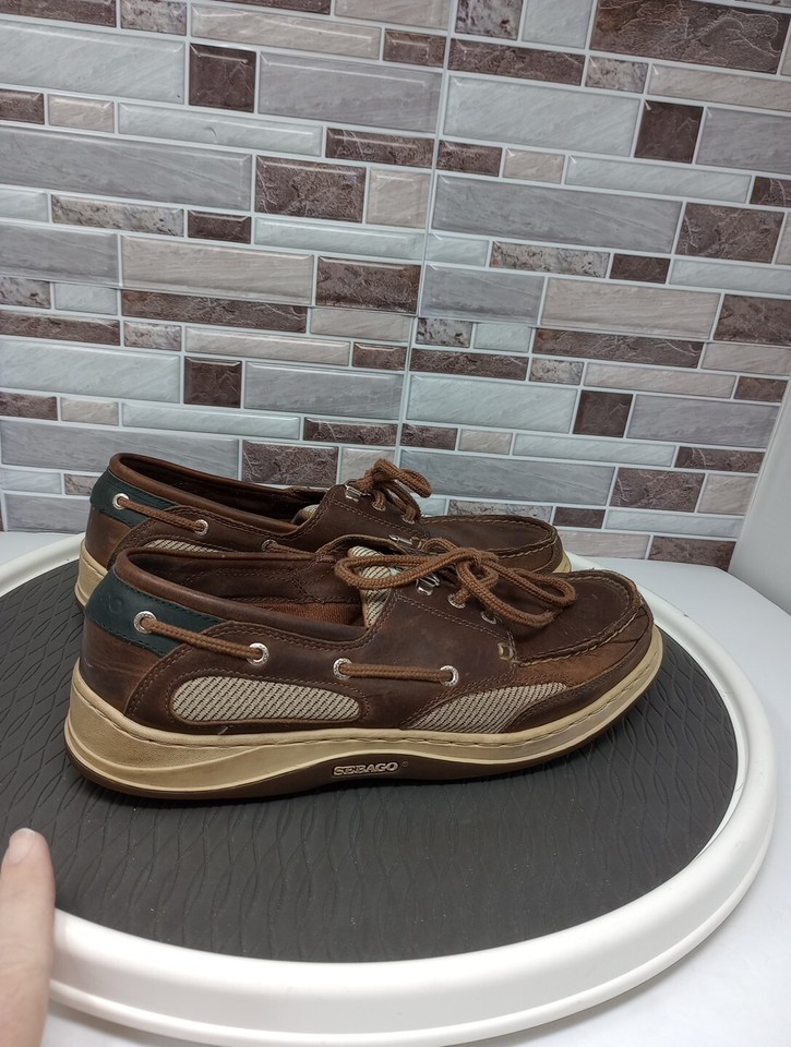 Sebago Clovehitch II Boat Shoes Men's 9.5M Walnut Brown Leather Marine ...