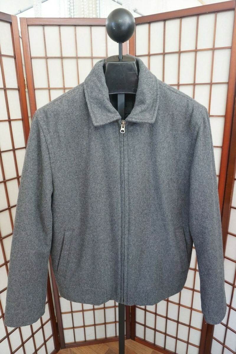 Gap Men Gray Wool Blend Zip Front Jacket with Quilted Lining Gap Men Gray Wool Blend Zip Front Jacket with Quilted Lining