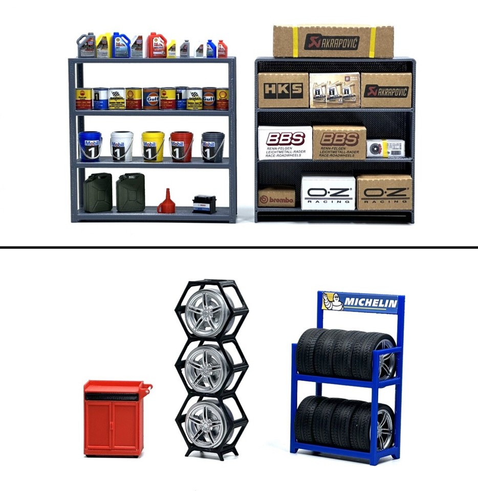 Diorama 1/18 Car Garage Props Model Workshop Repair Tool Scene Model ...