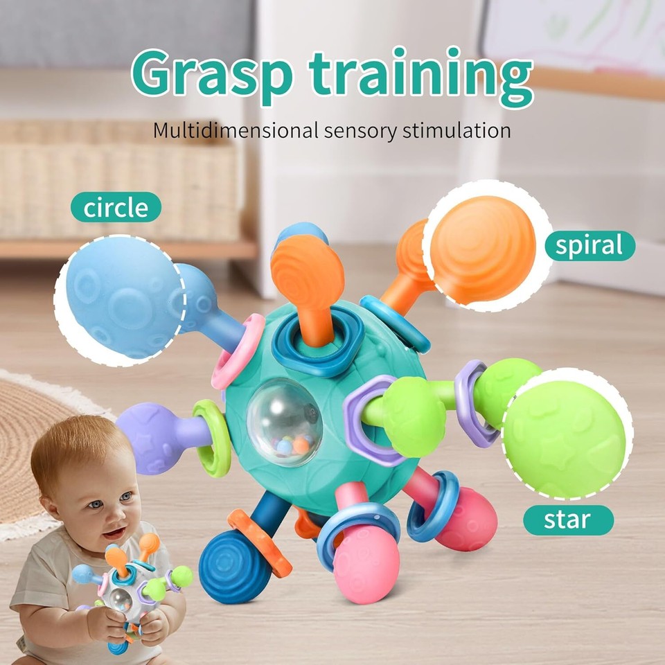 Baby Sensory Toys For 0-6 6-12 Months Food Grade Teething Toy Gift For ...