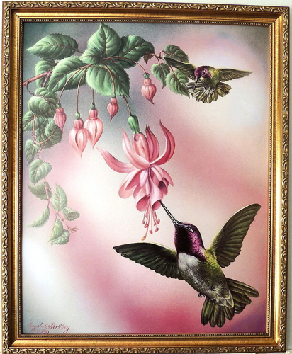 HUMMINGBIRD PICTURE FLORAL CRYSTAL SKELLEY FRAMED PRINT 16X20 | eBay
