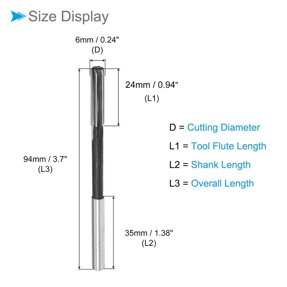 6mm Chucking Reamer High Speed Steel for Aluminum Copper Plastic Wood ...