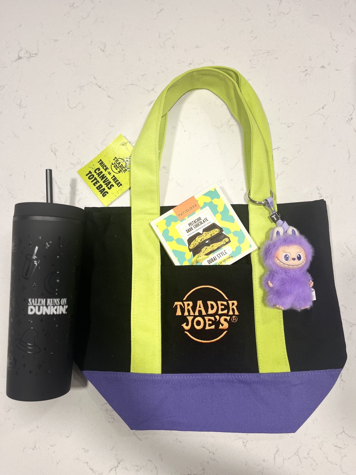 Trader Joes Halloween Tote Labubu Pin for Love Dunkin Salem Cup Dubai ...