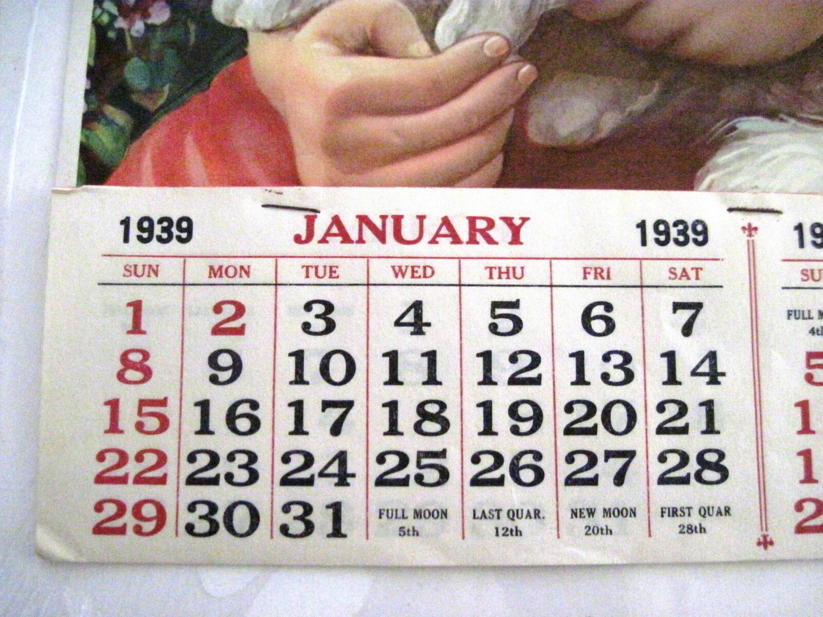 1939 Ad Calendar "Fred W.Huber General Merchandise" Girl & Two Cute ...
