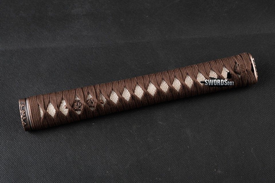 10.2 Inch Real Rayskin Handle Tsuka Brown Ito For Japanese Katana ...