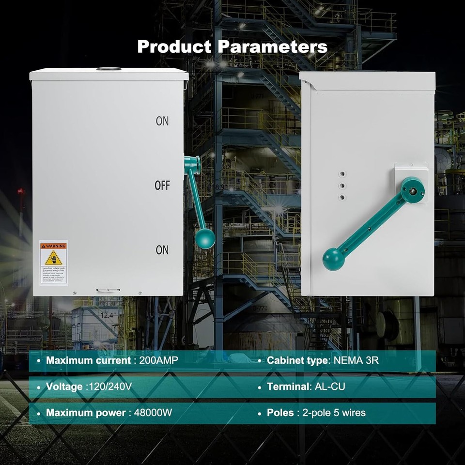 200A Generator Transfer Switch, 200 Amp Manual Transfer Switch, 3P 120 ...