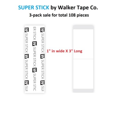 Super Stick Tape 1" wide 3 packs = 108 pcs. Walker Tape Brand | eBay