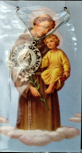 St Anthony Medal Chain Silvertone Patron Saint Of Miracles Friars ...
