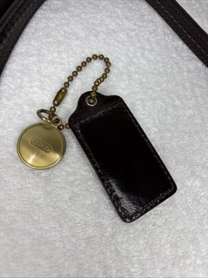 Vintage Coach replacement Brown Shoulder Strap Hangtags Antique Brass ...