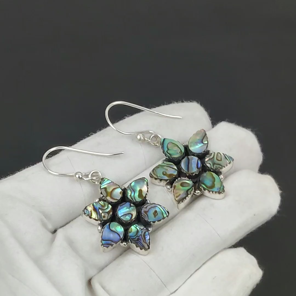 Abalone Shell Earrings 925 Sterling Silver Jewelry Floral Earrings For ...