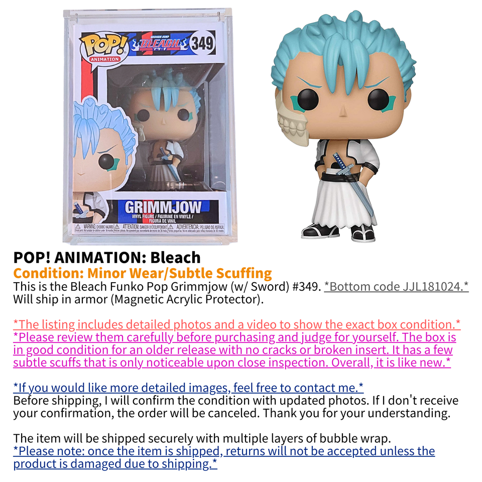 Funko POP Animation Shonen Jump Bleach #349 Grimmjow w/Sword JJL181024 ...