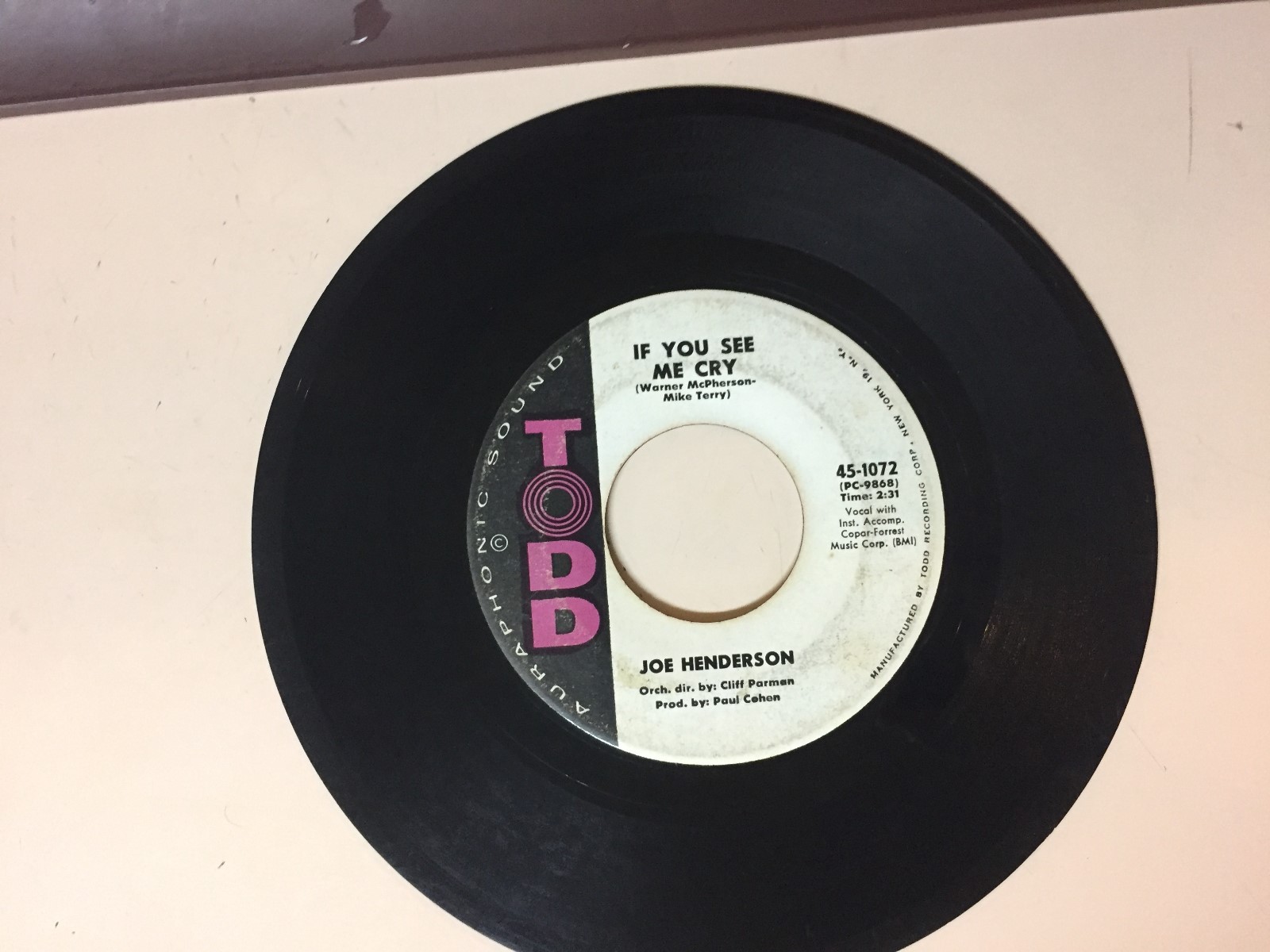 SOUL 45 RPM RECORD - JOE HENDERSON - TODD 1072 | eBay