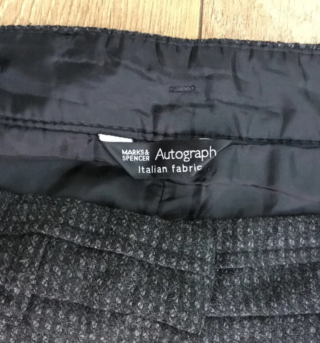 M&S Autograph Grey Italian Fabric Trousers Wool Blend… - Gem