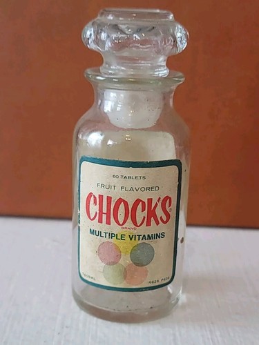 Vintage "Multiple Vitamins" Glass Bottle With Glass Stopper Original ...