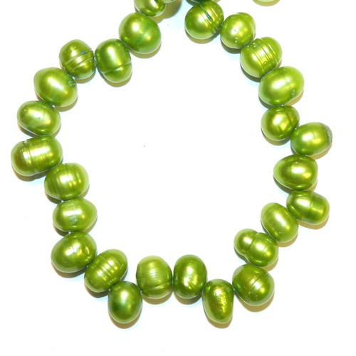 NP488 Spring Green Large 12mm Top-Drilled Rice Cultured Freshwater ...