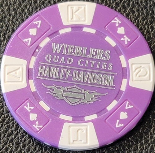 WIEBLERS QUAD CITIES HD B&S Back ~ IOWA (Purp AKQJ) Harley Poker Chip ...