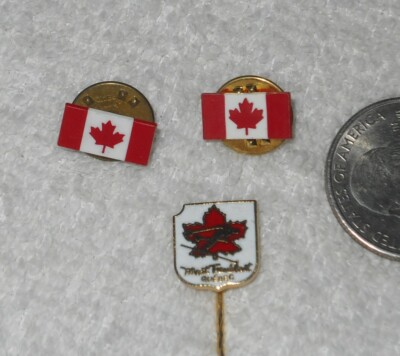 3 Canadian Flag Hat/Vest/Jacket Pins Quebec Skier Stick Pin | eBay