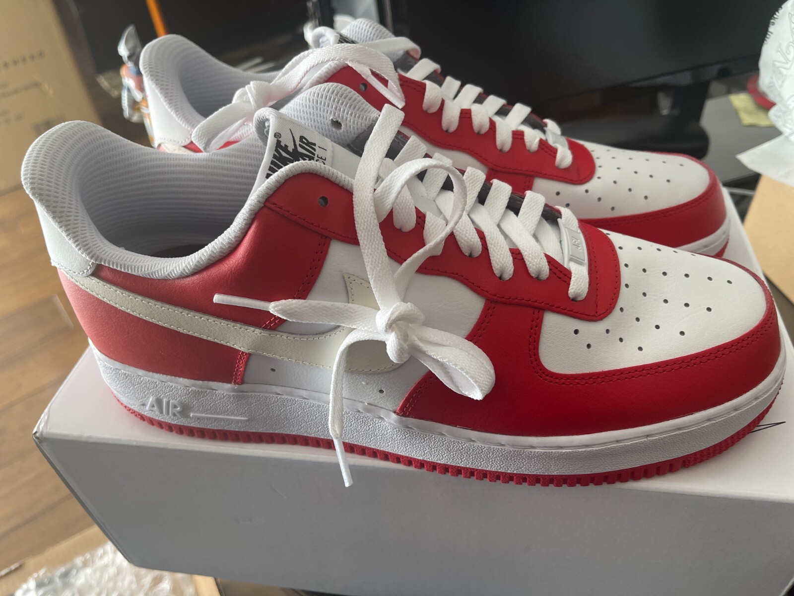 Nike Air Force 1 Low By You Custom Men's Shoes Red/White/Sail | eBay