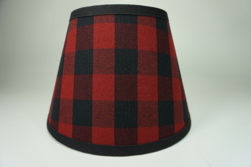 Country Primitive Black Red Buffalo Check Homespun Fabric Lampshade ...