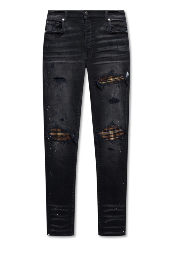 AMIRI MX1 Brown Plaid Patch Jeans - Gem