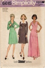 60s Dress Low V Neck Long Full SLV N Slvls OPT Sash FF Simplicity 8238 ...