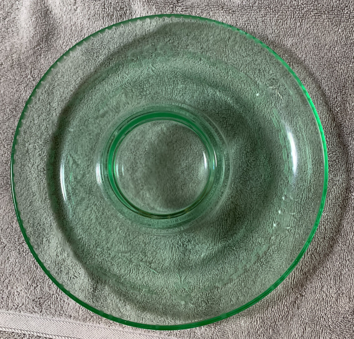 Vintage Green Uranium Depression Glass Rolled Edge Center Console Bowl ...