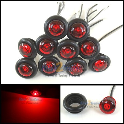 10 pack - TecNiq Red 3/4" LED Bullet lights Clearance Marker Trailer ...