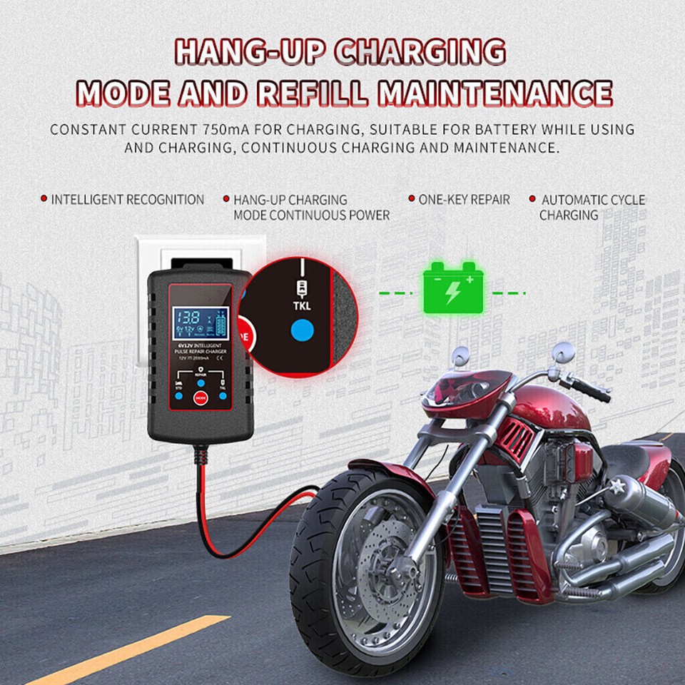 6V/12V Automatic Battery Charger Maintainer Motorcycle Trickle Float ...