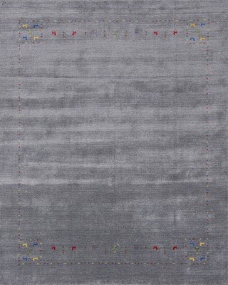 Living Room Area Rug 8x9 ft.Silver Gray Gabbeh Oriental Hand-Knotted ...