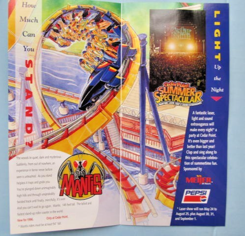 1996 Cedar Point Amusement Park Brochure NEW was MANTIS Stand Up Roller ...