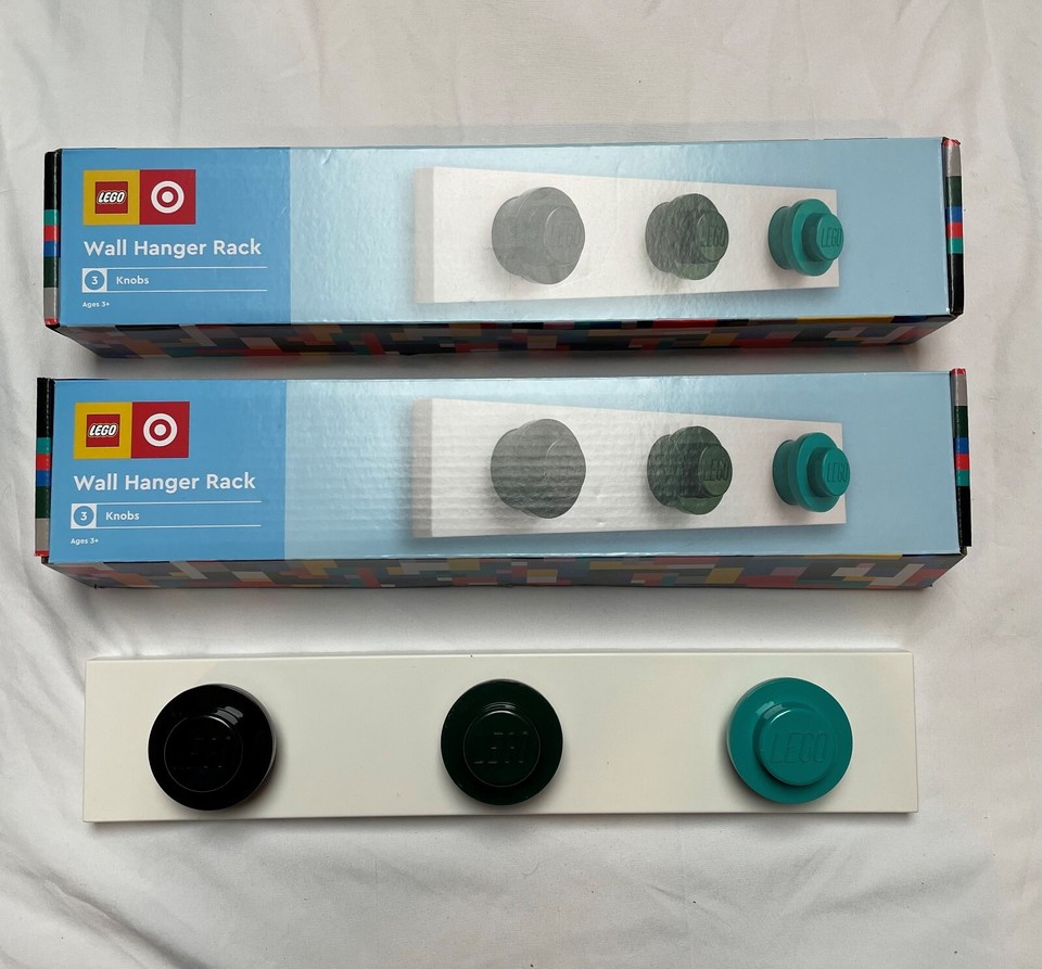 LEGO X TARGET Wall Hanger Rack 3 Knob bricks NEW IN BOX green black QTY ...