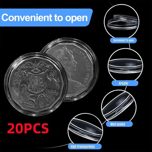 20pcs 50 Cent Coin Case Holder 33mm Capsule For Australian 50c Display ...