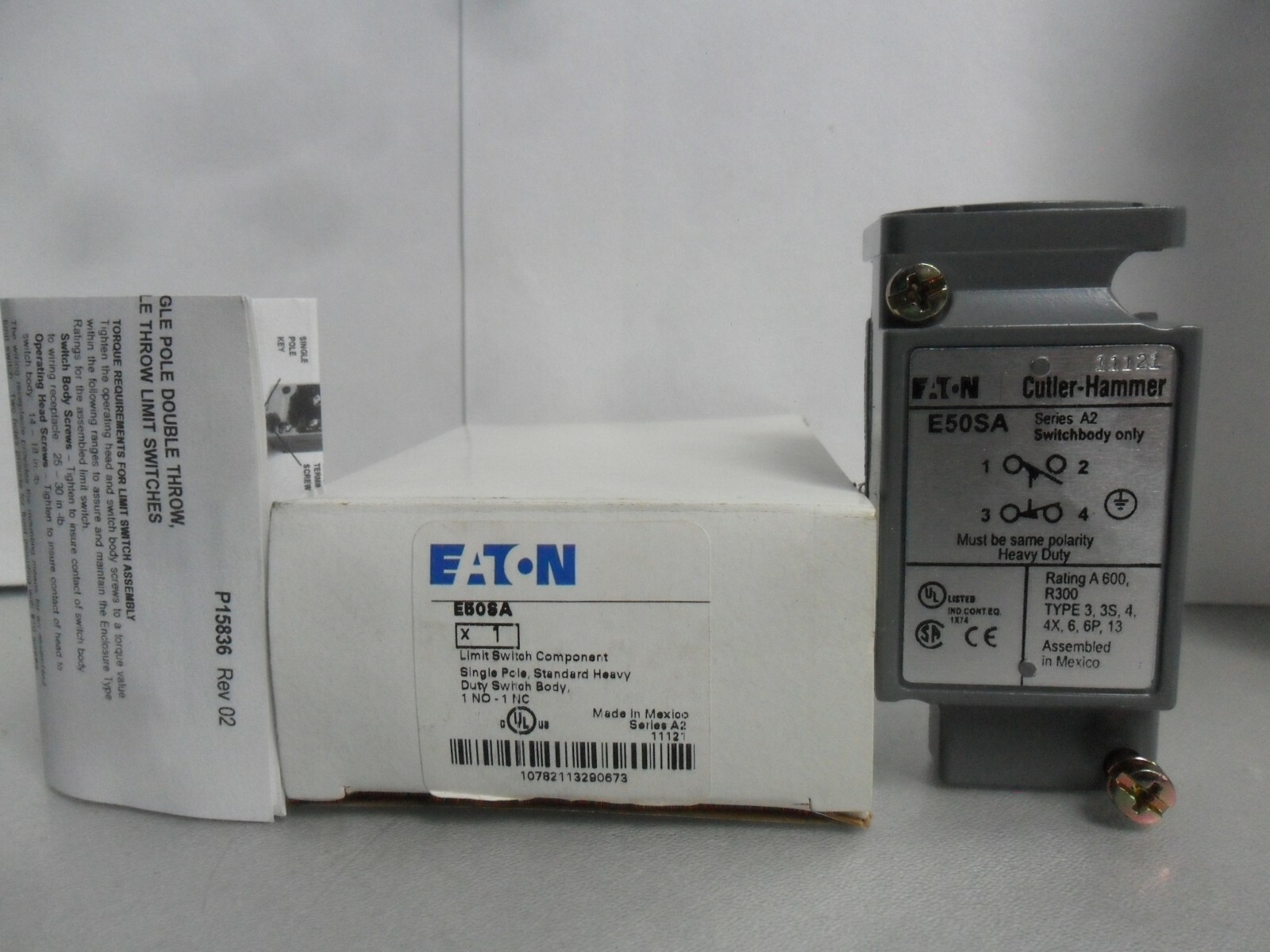 New Eaton Cutler Hammer E50SA Limit Switch Body Series A2 Single Pole ...