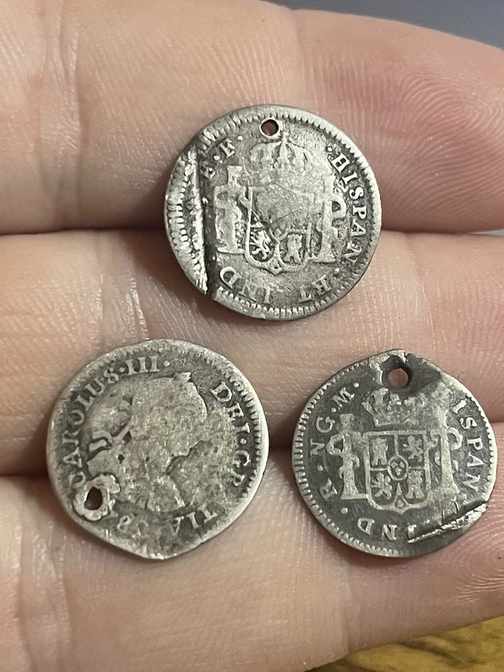LOT OF 3 Coins 1700s 1/2 Reale Spanish Colonial Silver Old Coin Pirate ...