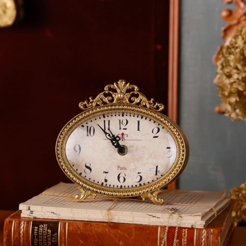 Vintage Table Clock, French Turquoise Color Rococo Style Desk ...