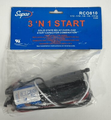 Supco RCO810 Refrigerator Relay Capacitor Overload 3-in-1 1/5HP NEW ...