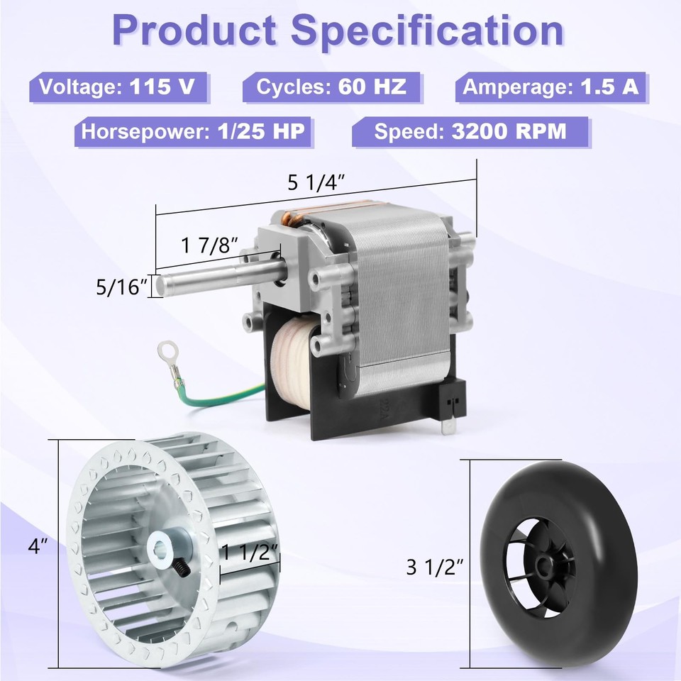 Furnace Draft Inducer Motor for Carrier, Bryant, Payne Blower & Wheel ...