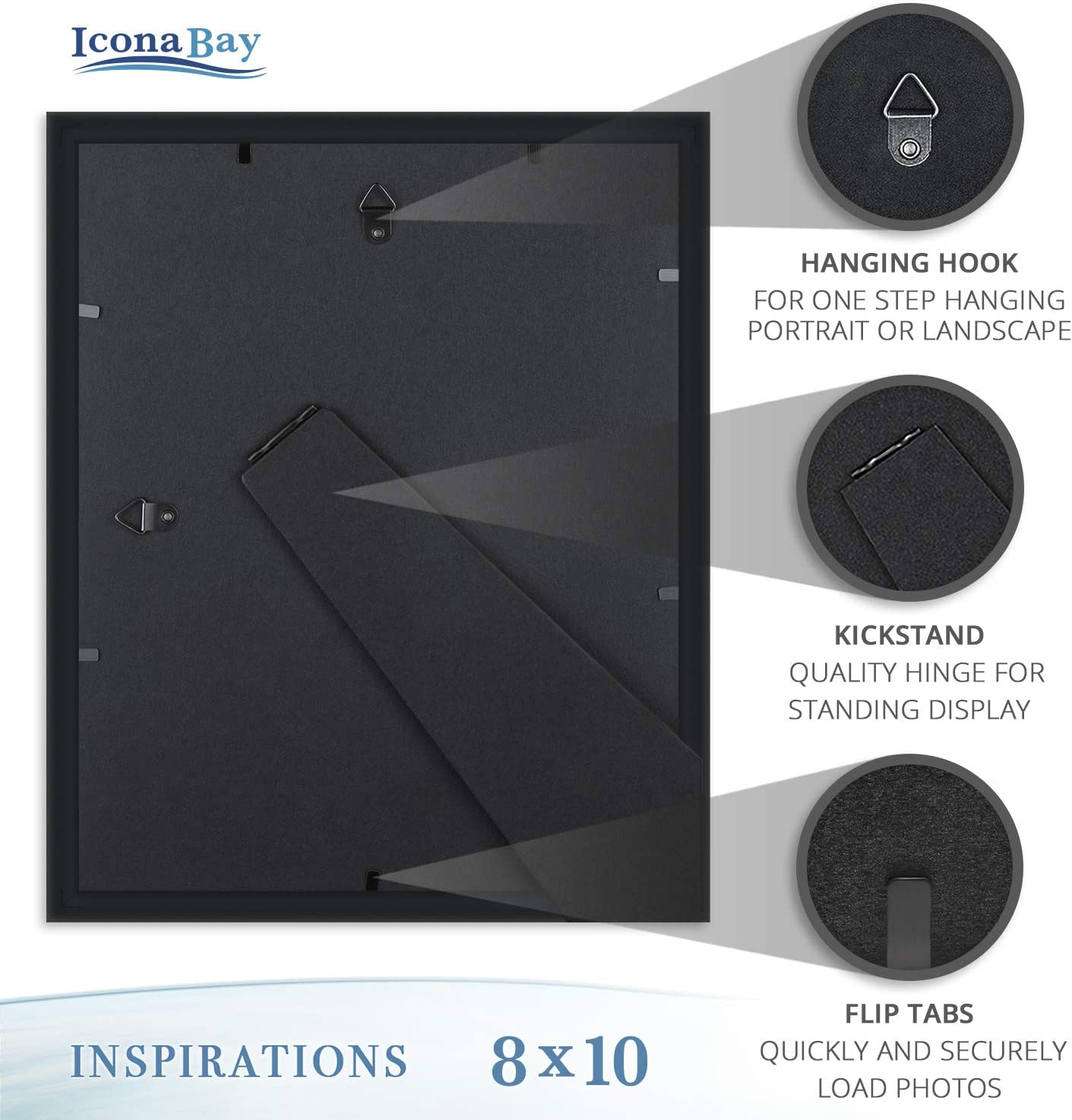 8X10 Black Picture Frame Beautifully Detailed Molding, Contemporary ...