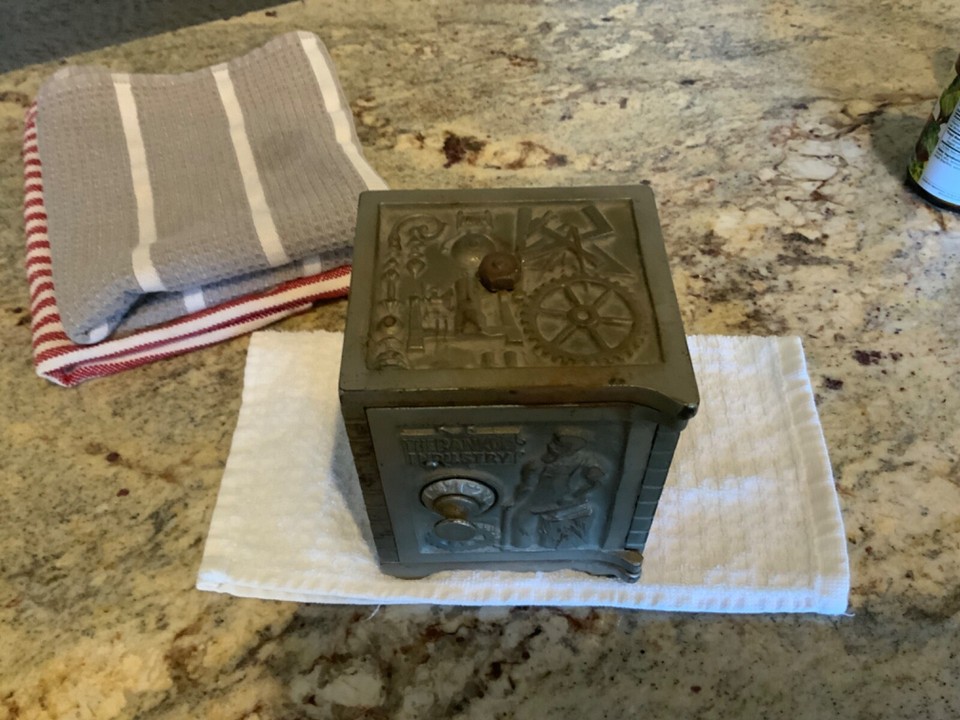 Cast Iron Kenton Brand The Bank of Industry Comb. Coin Bank Toy Safe ...