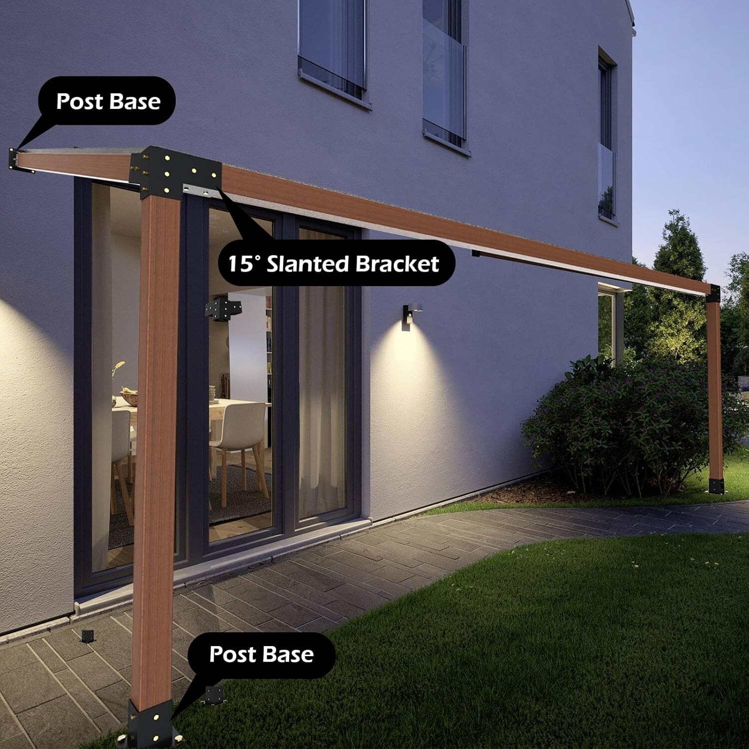 Pergola Kit with Brackets 15° Slanted Roof Pergola Bracket Kit Roof ...