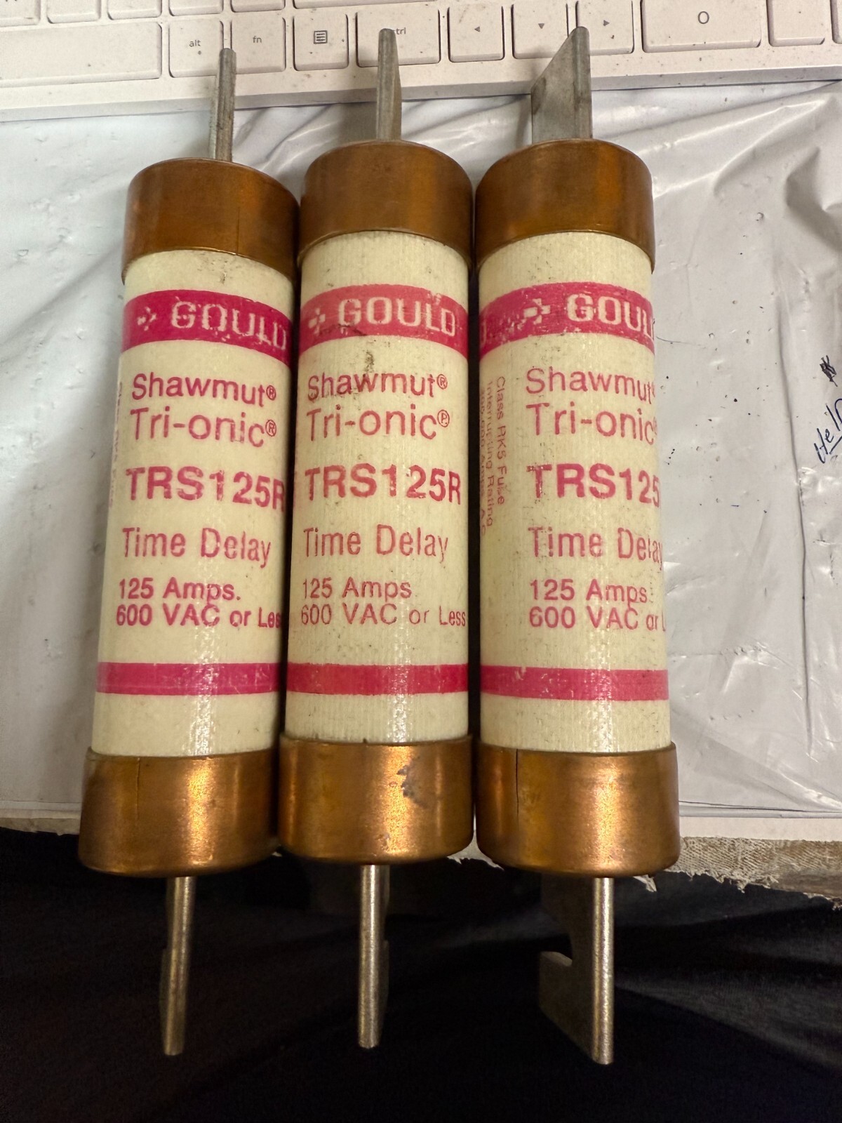NEW LOT OF 3 TRS125R Gould Shawmut Tri-onic Time Delay Fuse 125A 600V ...