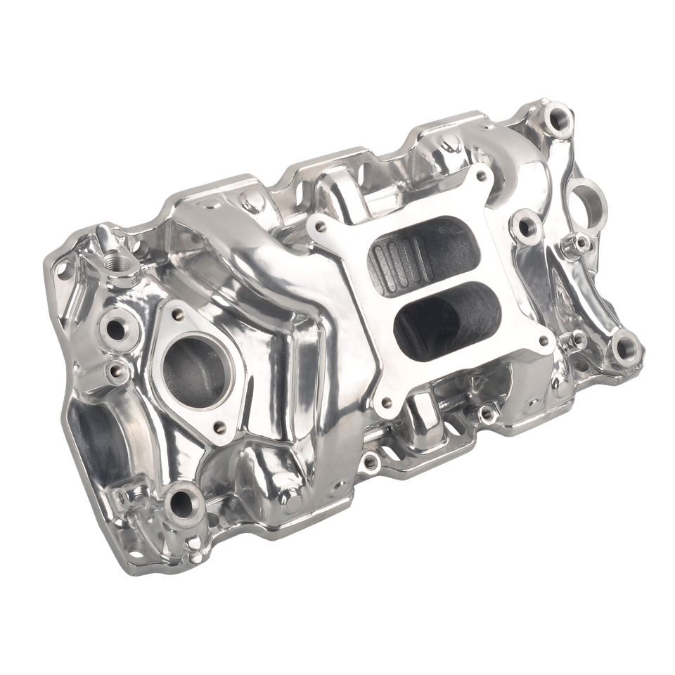 Intake Manifold Dual Plane Polish Aluminum For SBC Small Block Chevy ...